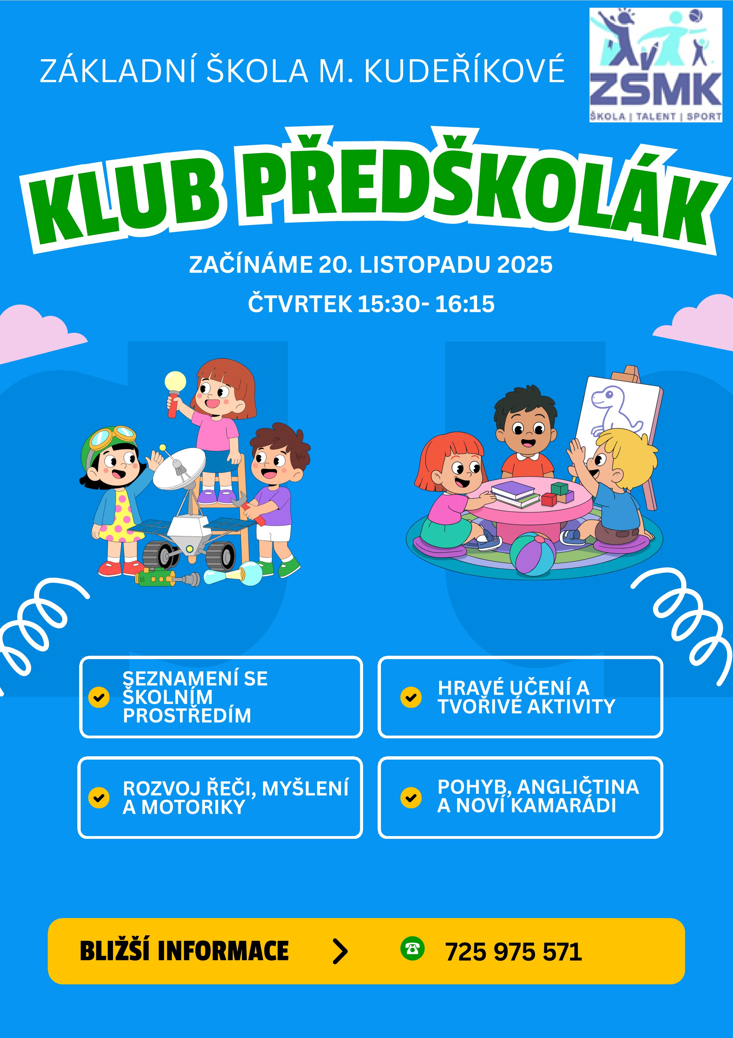 Klub předškolák - ZŠ M. Kudeříkové Havířov